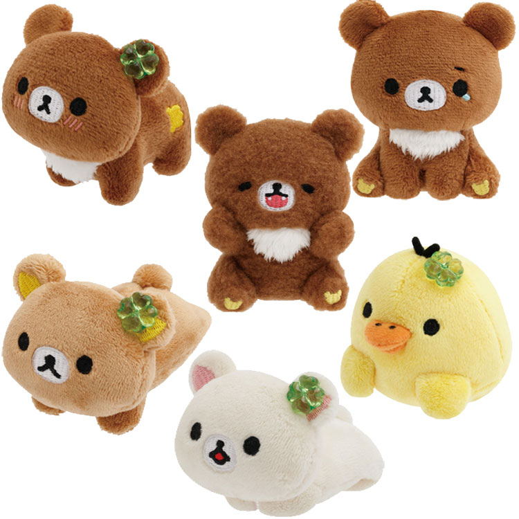 商品仕様見ていると思わずチャイロイコグマを守りたくなっちゃう『チャイロイコグマのくまきゅんDays』シリーズ♪ はちみつの森のイメージしたクローバーモチーフがポイント！ 【セット内容】てのりぬいぐるみ6種 【サイズ】 チャイロイコグマ くま...