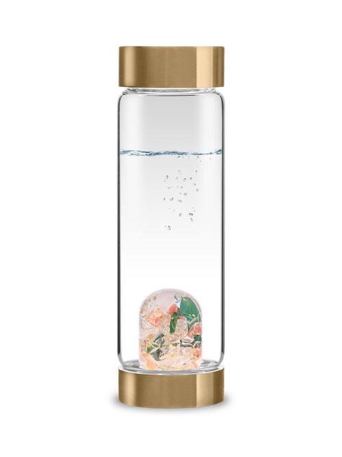 メーカー Vita Jewel ヴィタジュエル 商品名 ジェムウォーターボトル　　　 内容量 500ml 商品説明 貴重な宝石でいっぱいの手作りのドームが付いたプレミアムガラスボトル。 飲料水をポジティブエネルギーたっぷりの水に（自然療法医...