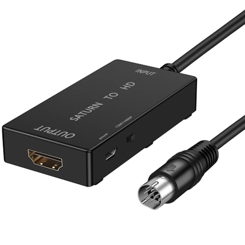 ■商品説明■ セガサターン HDTV to HDMIコンバーター 1080P / 720Pビデオ出力 HDMI変換接続コンバーター SEGA Saturnプラグアンドプレイ 遅延なし-ブラック 互換品 社外品 (USB-Microケーブル付...