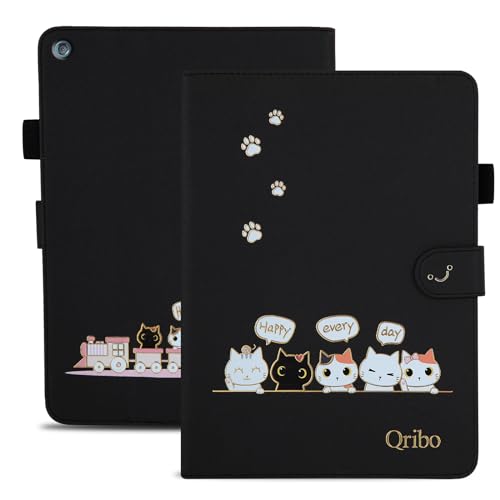 ■商品説明■ Fire HD 10 ケース 2017年 / 2019年販売 シンプル 可愛い デザイン エンボス加工 猫 うれしい気持ち 10.1インチFire HD 10 カバー 2017 複数の視野角 スリムフィット Fire HD 1...