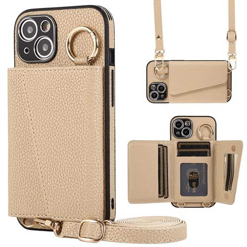 ■商品説明■ iPhone15plus ケース 手帳型 肩掛け アイフォン15プラス ショルダー スマホケース iPhone15plus カバー PUレザー 首掛け 斜めかけ マグネット式 ICカード収納 鏡付き 写真入りポケット 調節可能...