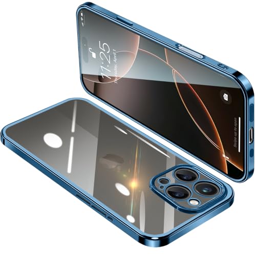 ■商品説明■ iPhone 16 Pro ケース クリア アイフォン16Pro 用のカバー 透明 スマホケース 耐衝撃 軽量 メッキ加工 TPU 薄型 ストラップホール付き 滑り止め 落下防止 6.3インチ (ブルー) TPU素材 に適合す...
