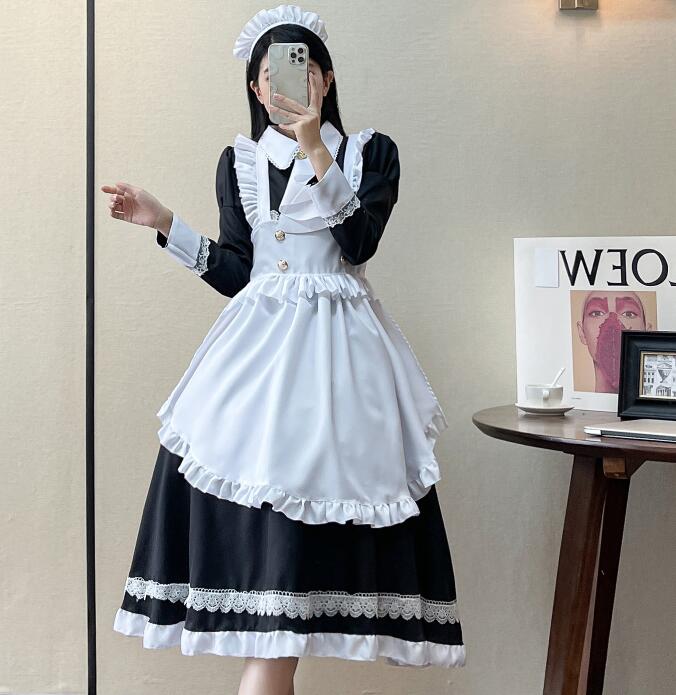 ITEM INFORMATION 【商品詳細】 4点セット：ドレス＋エプロン＋髪飾り＋首飾り コスプレ衣装　舞台演出服　普段着　撮影衣装　多用途♪ ■サイズ S　バスト82　ウェスト67　着丈109　身長155　体重40kg M　バスト85...