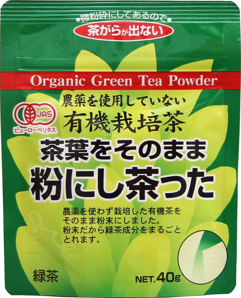 ◆商品名：井ヶ田製茶 有機栽培茶 茶葉をそのまま粉にし茶った 40gx2袋原材料:有機緑茶(宮崎県産)商品サイズ(高さx奥行x幅):160mmx40mmx140mm商品紹介 3年以上農薬、化学肥料を使用せず栽培した有機JAS認定茶園の茶葉を...