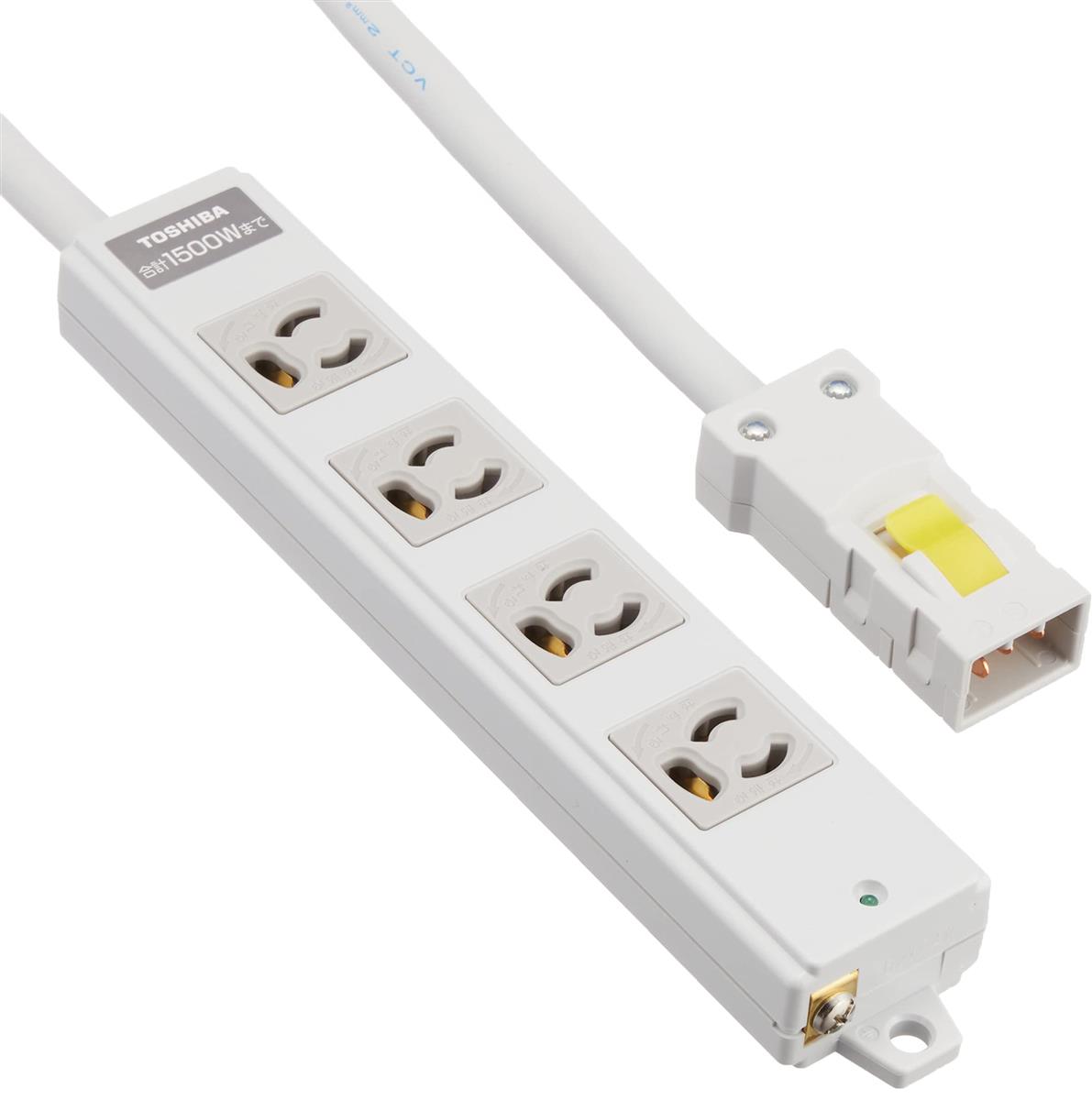◆商品名：TOSHIBA(東芝) 125V15Aハーネス用OAタップ抜け止め 4個3M DC8124EN-315A-125VVCTケーブル長3Mハーネスプラグ付電源表示付磁石付●15A-125V ●VCTケーブル長3M ●ハーネスプラグ付 ...