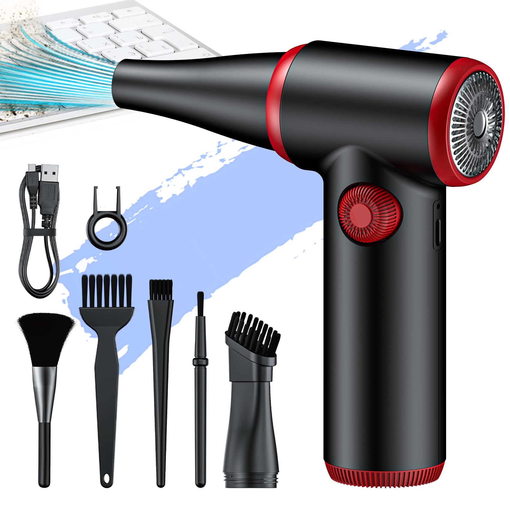 【最大風速 52m/sを超える優れた性能】高速ベアリングと13枚合金ファンを備えた 強力ミニジェットファンです！最大風速 52m/s を超えた優れた性能を発揮し、強力で効率的なエアフローを確保します。内蔵の頑丈なブラシレスモーターで最大13...