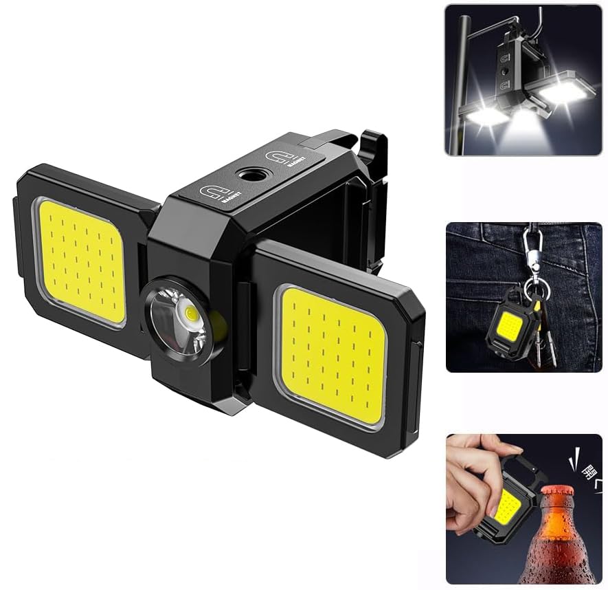 【 折り畳み式ライト】2つのランプを追加し、両側のランプを折り畳んで展開できるように設計されています。展開時の照明角度を制御することで、最適な照明効果を得ることができます。角度は90°以内で自由に調整でき、さまざまな照明ニーズに対応できます...