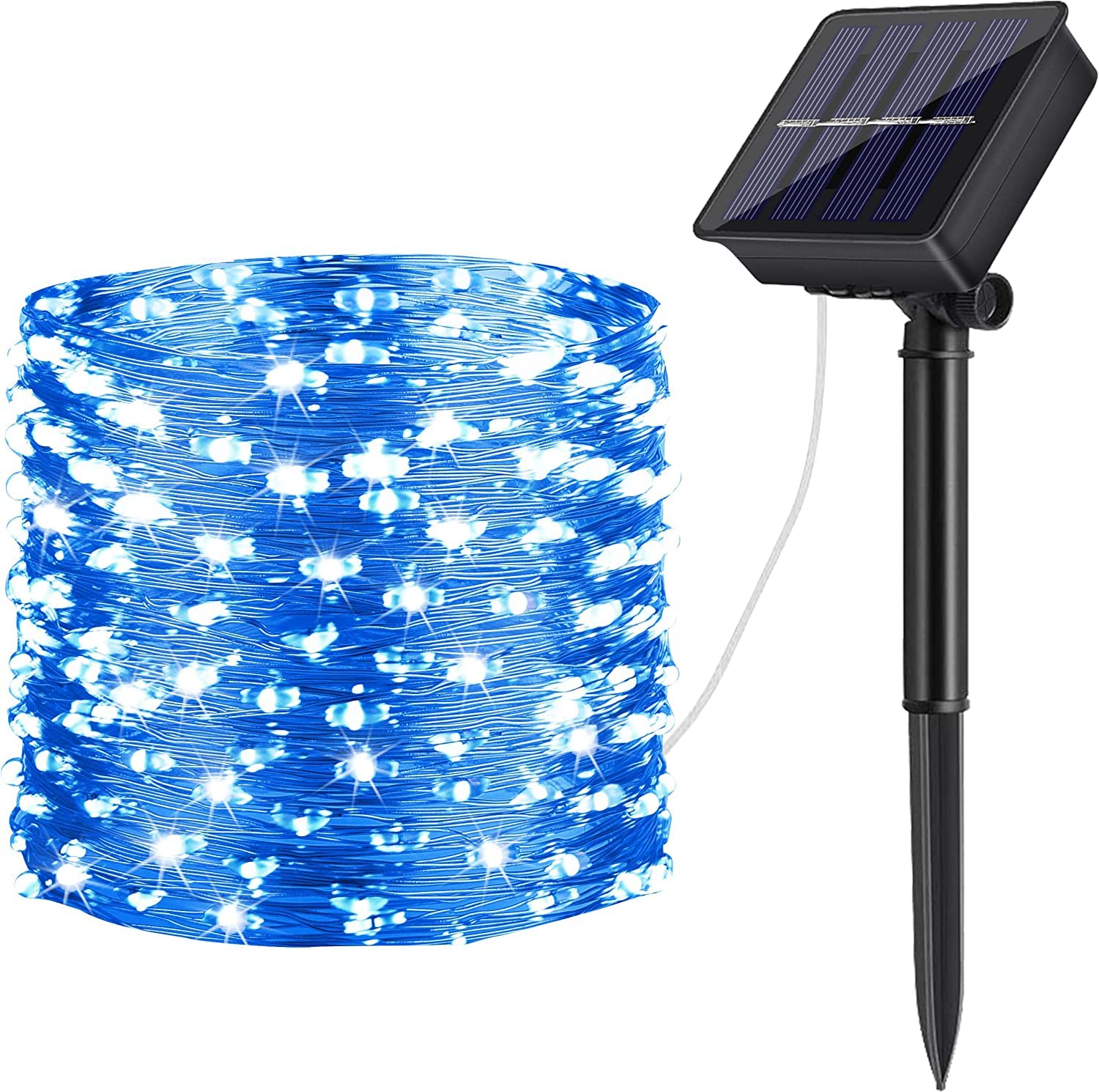 【ソーラー充電式&環境に優しい】電池不要！昼間に太陽光で充電され、ソーラーエネを吸収し、夜になると自動点灯します。満充電状態で、最大8時間光り続けます（満充電時間：8~10時間）【100電球色LED＆10メートル銅線】100個高品質なLED...