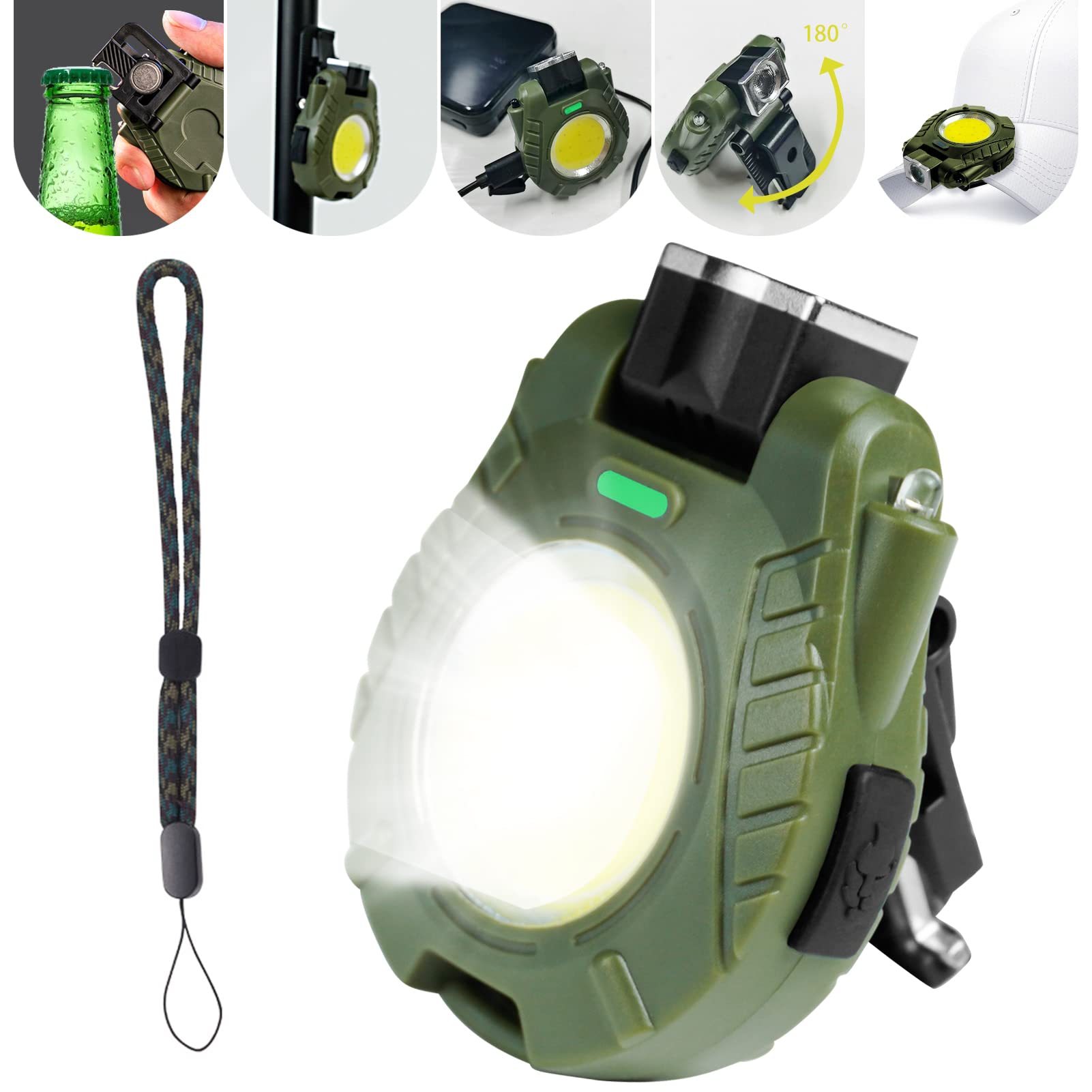 【デュアル光源?5照明モード?波動センサー】ミニ投光器は強光と赤い警告光の2つ光源を持ち、4つの照明モード（1.遠距離撮影用のLEDヘッドライト 2.強光 3.弱光 4.警告光）があり、それぞれ切り替えができ、また長押しで波動センサーモード...