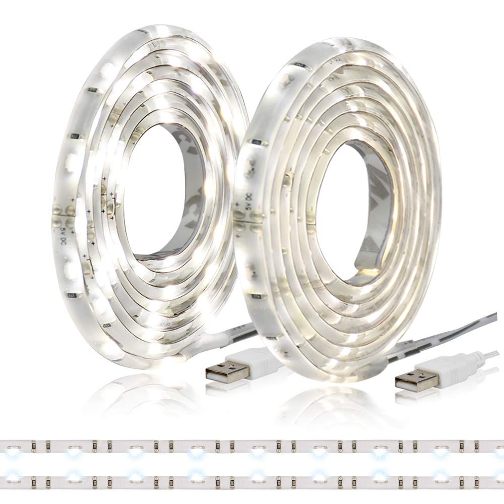 1.【対称側面発光】2本のセット式LEDテープライトでは、1本の光が左向き、もう1本のが右向きで、設置と適用の自由度がもっと広くなります。2.【柔らかい＆極細】柔軟的なLEDテープ、自由に曲げられます。幅5mmの細長いテープ設計、空間を占め...