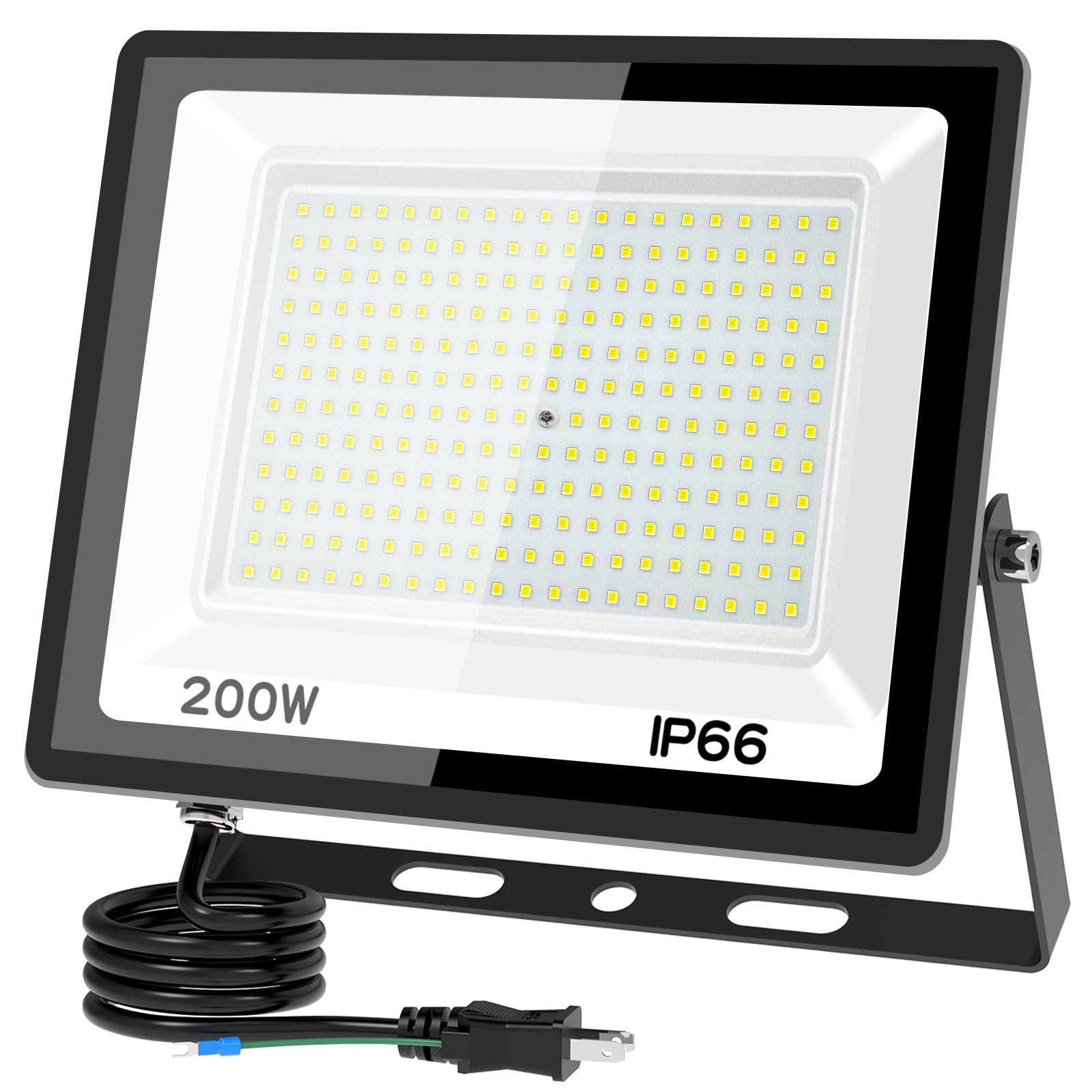 【2024最新版投光器】：「極薄型2cm LED投光器」 チップ：24枚SMD チップを採用、広角照射：120°、光束：5000ルーメン(500W相当) 、色温度：3000K（電球色） 、接続線：1.75メートル°、電圧：85-220V 、...