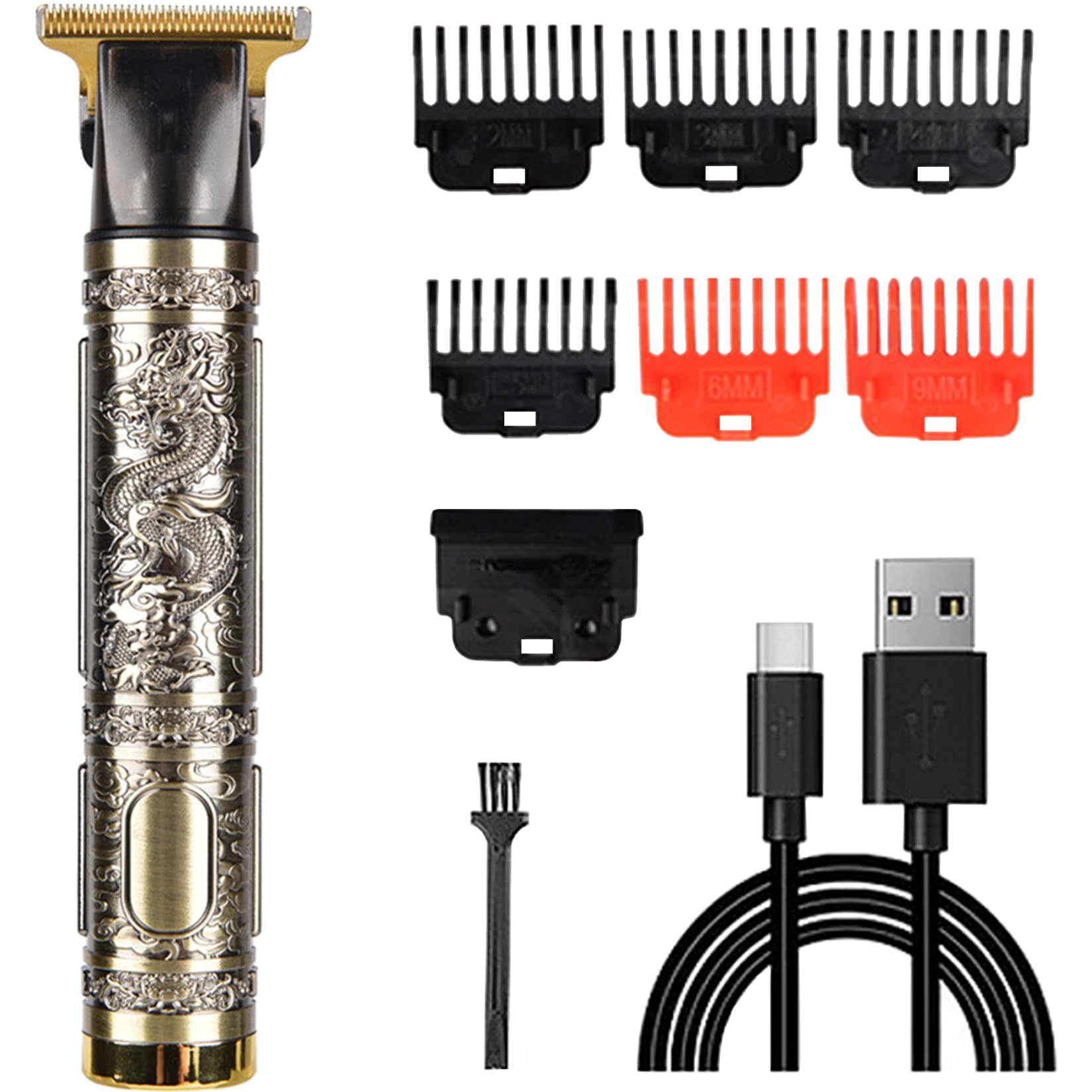 6つの交換可能なリミットコームがあり：電動バリカン中で、6つの交換可能なリミットコームがあり、お好みにより1.5mm、2mm、3mm、4mm、6mm、9mmの6段階ヘア刈長さを調節できます。更に短くカットしたい時はアタッチメントを外すだけで...