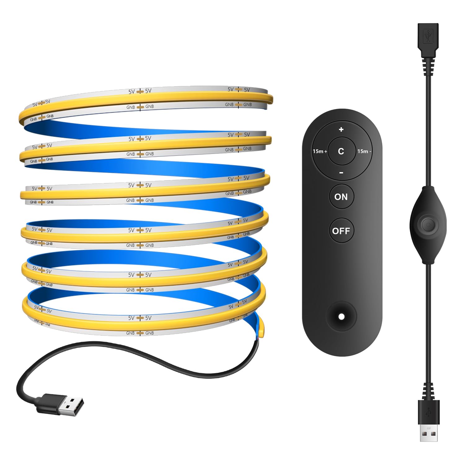 【DC5V USBリモコンに接続】 - 本製品は、パソコン等のUSB端子にケーブルを接続するだけでLEDの明かりを灯す事ができる、簡単接続のLEDライトです。 320LEDs/m，220LM/m，電力を節約しながら十分な明るさを提供します。...