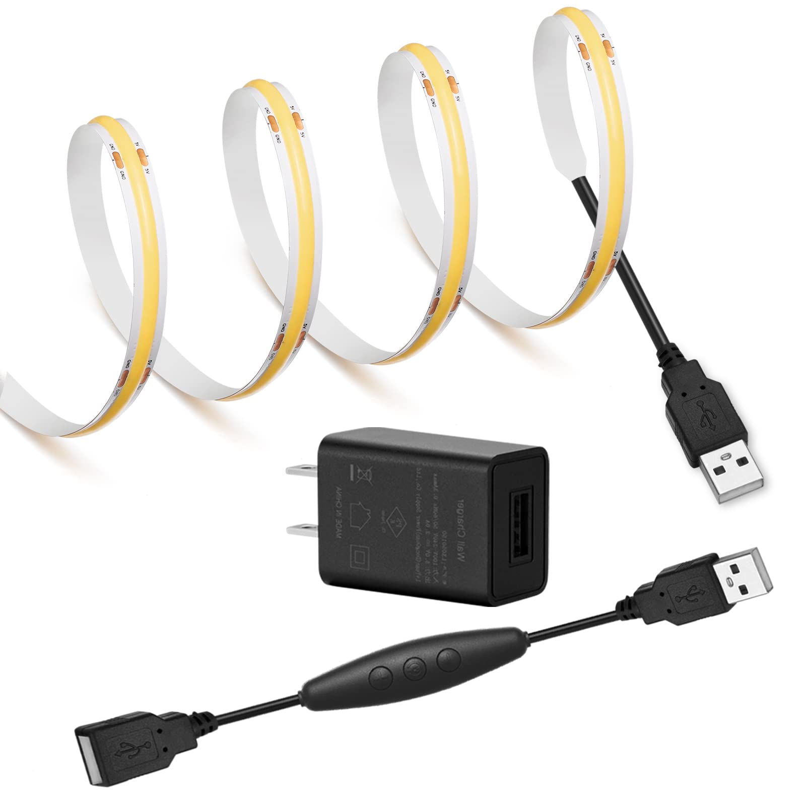 【LEDストリップ+電源+スイッチ】 - - 本製品は、電源をスイッチとライトストリップに直接接続して点灯させます、簡単接続のLEDライトです。 320LEDs/m，800LM/m，電力を節約しながら十分な明るさを提供します。【便利で迅速な...