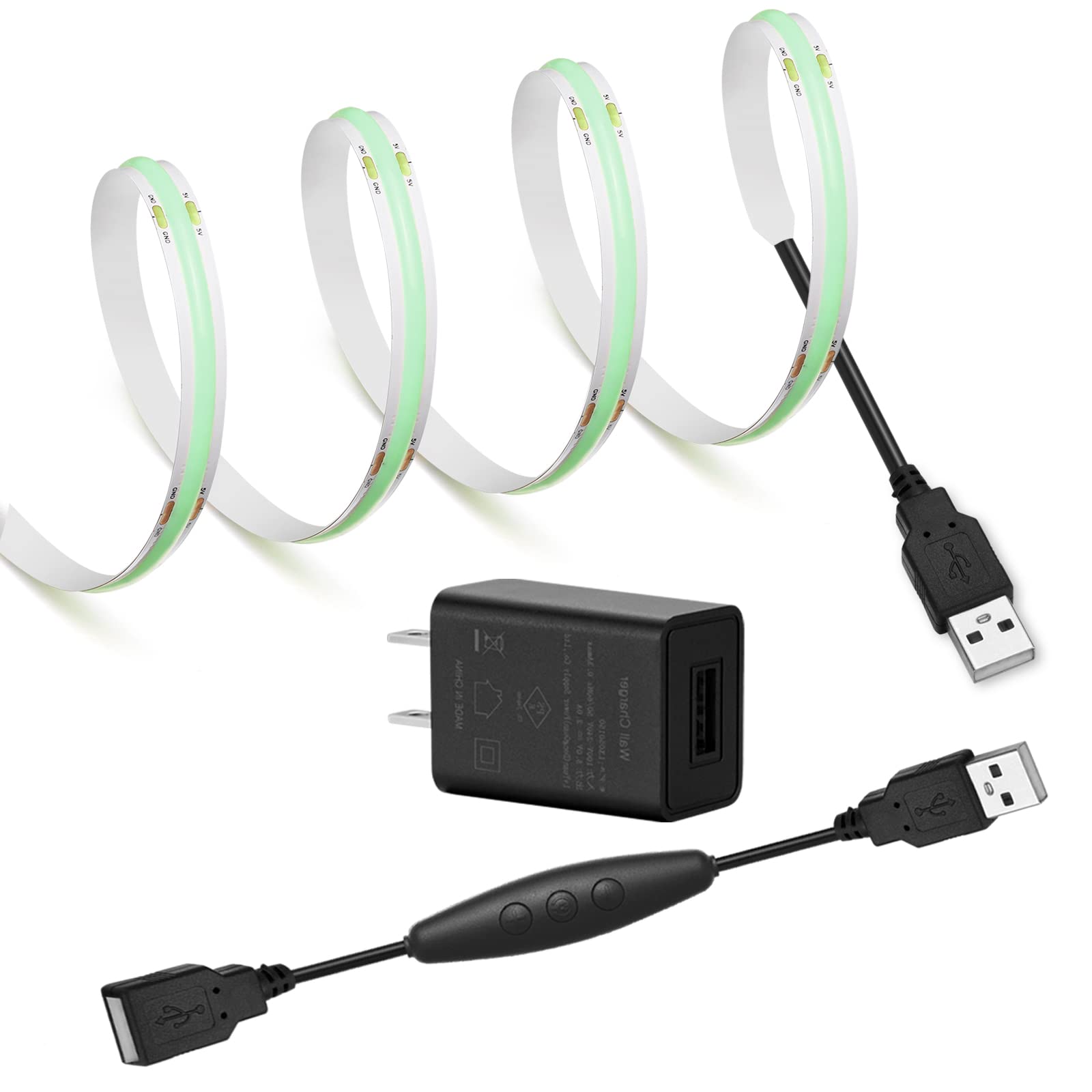 【LEDストリップ+電源+スイッチ】 - - 本製品は、電源をスイッチとライトストリップに直接接続して点灯させます、簡単接続のLEDライトです。 320LEDs/m，800LM/m，電力を節約しながら十分な明るさを提供します。【便利で迅速な...