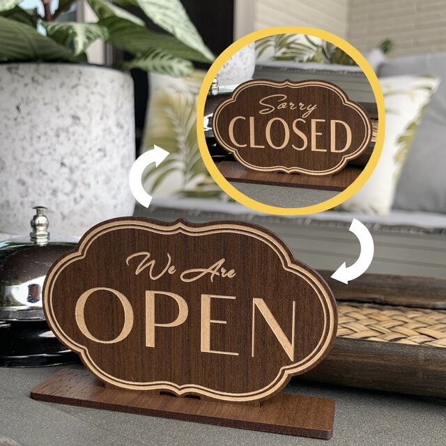 ご覧頂きまして誠にありがとうございます。 【製品説明】 オリジナルのデザインで作成しました 「open closed卓上サインプレートスタンド 」 お洒落な雰囲気のオープンクローズサインスタンド リバーシブル式ですので表と裏で使い分けて下さ...