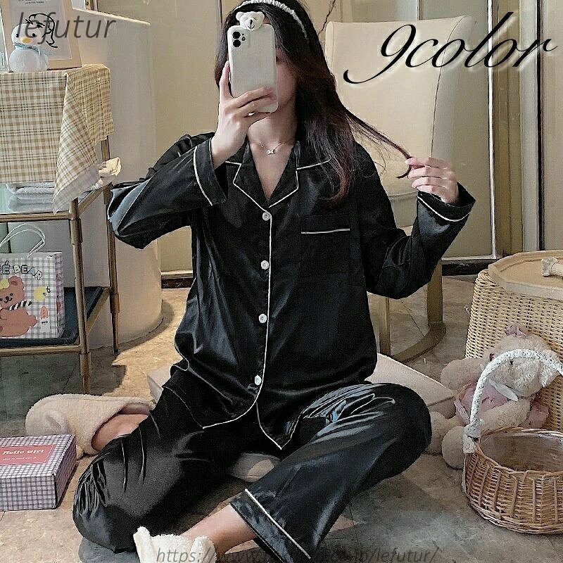 サテン調のお洒落なパジャマ上下セットです。 お家の中でも可愛く気分もアップ♪ ※半袖＆ショートパンツタイプも 【サイズについて】 画像をご参照ください。 【カラーについて】 生産ロットにより柄の出方や色の濃淡が異なる場合がございます。 お使...