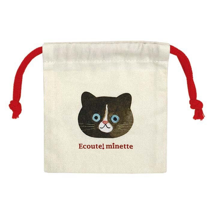 【【ECOUTE！】EM.巾着　くろ【クリックポストは送料185円】 バッグに入れておく日用品などの荷物の整理にも役立ち、何枚持っていても便利なアイテムです。 手のひらサイズなので、サニタリーなどを入れて使用する時にも便利でちょうどいいアイ...