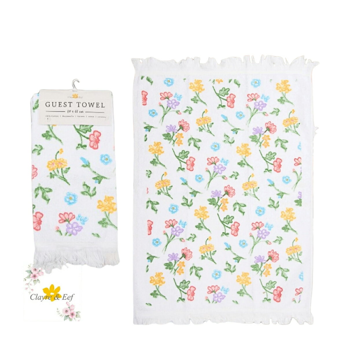 商品概要オランダのファブリックメーカー、、Clayre & Eef　クレア&イーフのオリジナル商品、ゲストタオル、またはフェイスタオルです。 オランダ本社でデザインされた、御伽の国に出てくるような乙女チックなデザインは、花や果物、動物、人形...