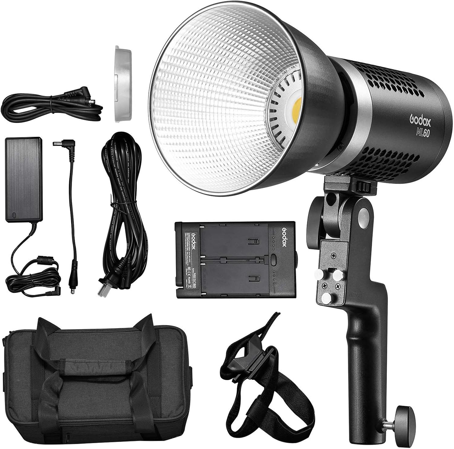 GODOX ML60W LEDライト 60W 定常光 高演色CRI96 動画/写真撮影用 光の、その先へ。ML60Wが、あなたの表現を照らす。 超静音ファンにより、ML60は作業中に無視できるノイズを維持できます。使用中に静音モードをオンに...