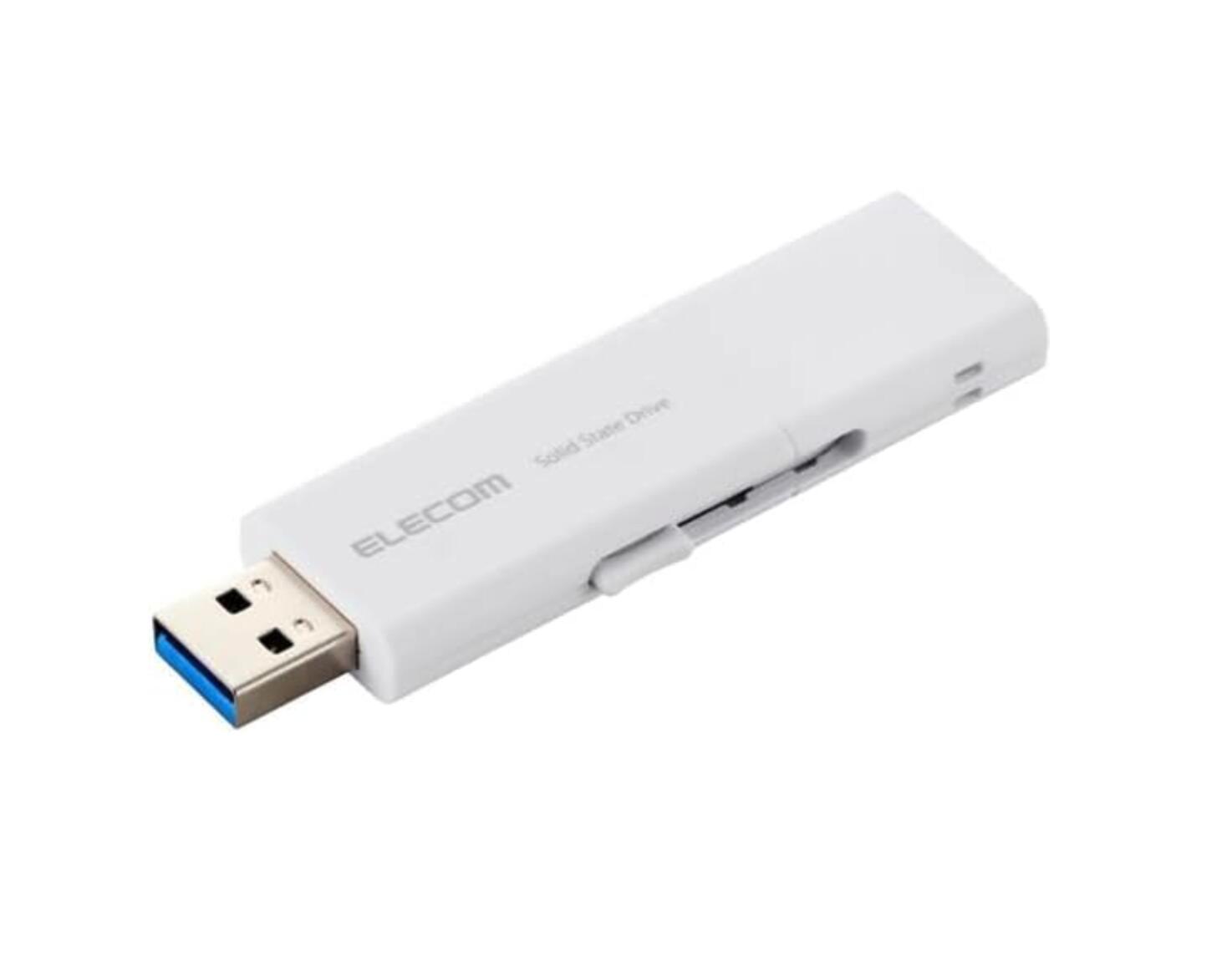 新品【USB-C/A両対応×高速転送】エレコム 外付けSSD 250GB ESD-EWB0250GWHR｜スライド式・軽量・PS4/PC対応 ホワイト USBメモリ感覚で“サッと保存”。軽量なのに高速、毎日使えるポータブルSSD。 【商品説...