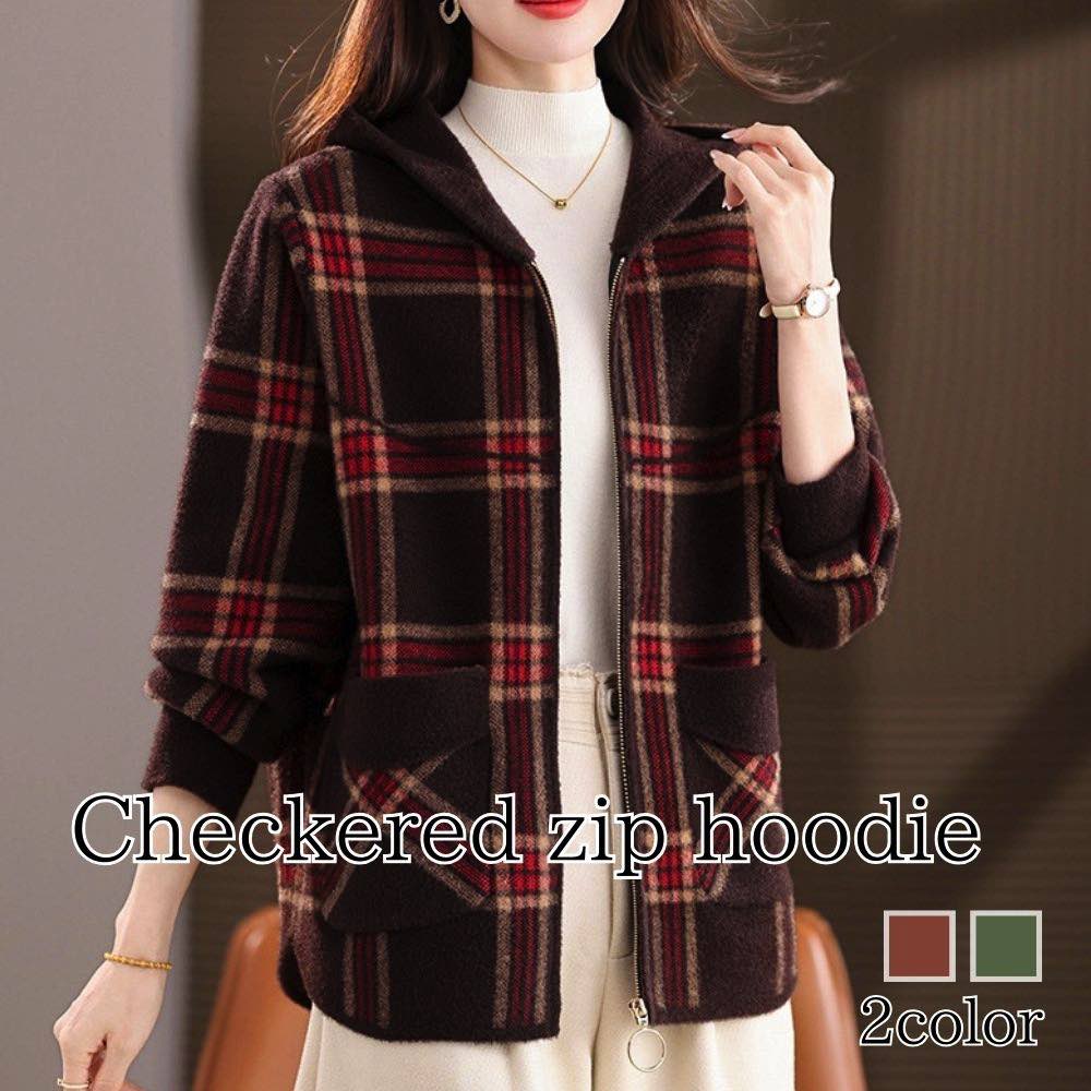 【商品名】チェック柄ジップパーカー【カラー】グリーン レッド【サイズ】M L XL 2XL 3XL【サイズ表記】・Mサイズ:着丈57 身幅96 肩幅36・Lサイズ:着丈58 身幅100 肩幅37・XLサイズ:着丈59 身幅104 肩幅38・...
