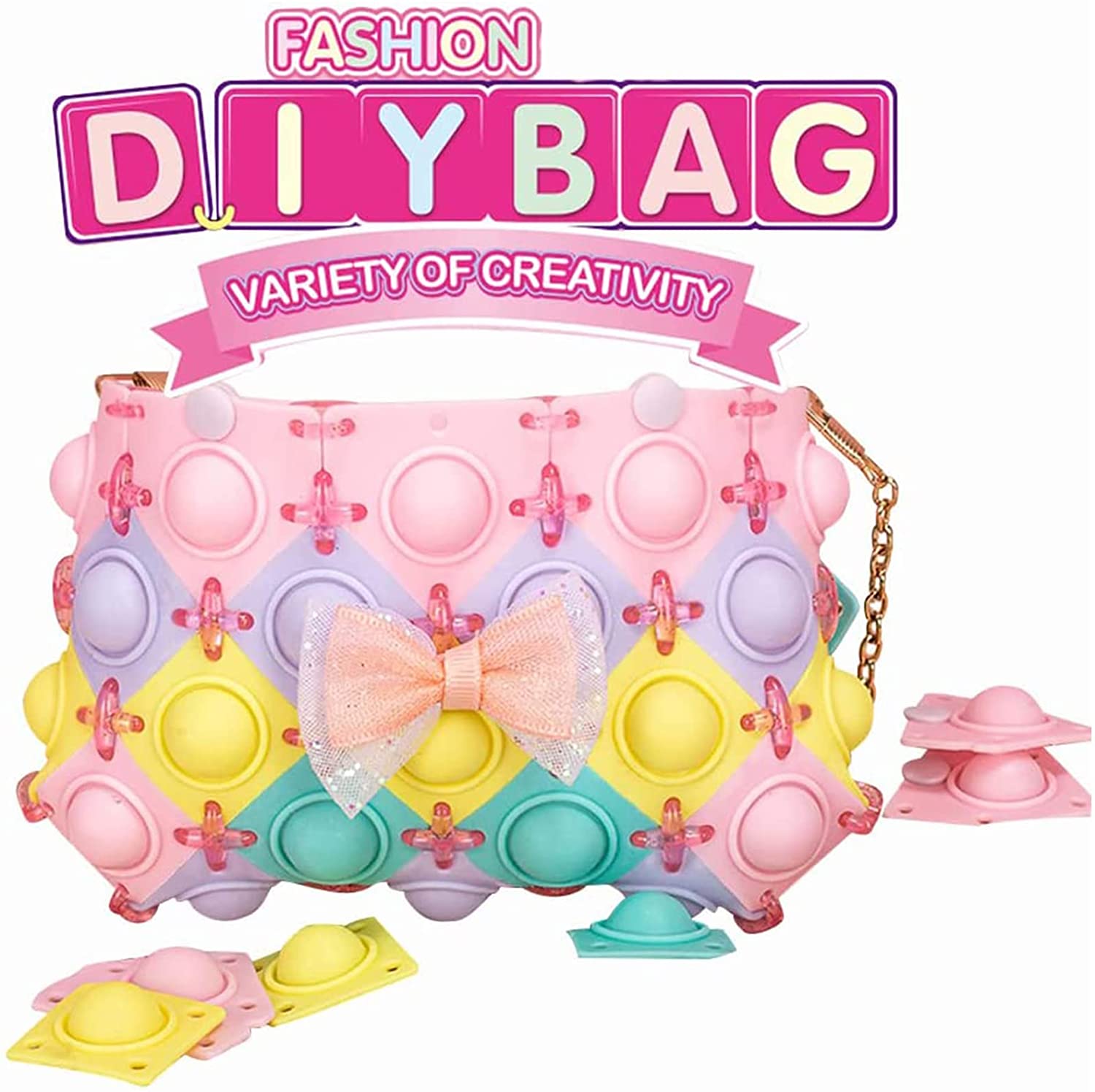1【知育玩具】今大人気な知育玩具プッシュポップバブル、子供はDIYしてショルダーバッグになります、物作り能力を鍛えることができます。子供の創造力、集中力、知能の発展に役立ちます。家族、友?、子供が創作を楽しむことができます時間の最高の知育お...