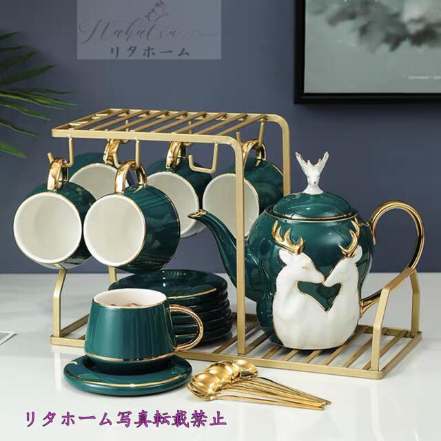 西洋ティーコーヒーカップセット カップ＆ソーサー6客セット陶磁器ティーセットカップセット素材・材質:陶器セット内容:カップ＆ソーサー6客ティーポットx1点カップラックx1点スプーンx6点★購入後のキャンセルは、ご遠慮ください。★検品のため開...