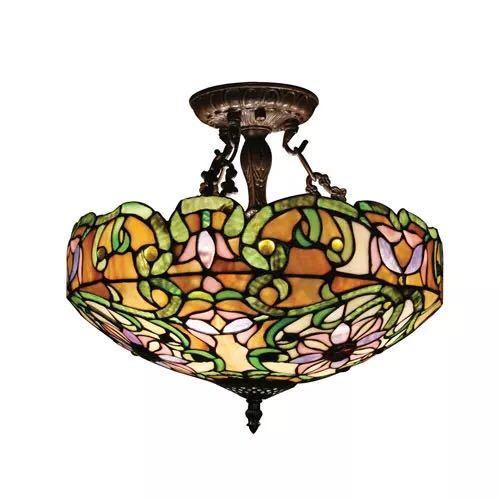 美しいガラスはどこから見ても華やかで美しい。繊細な造りの素敵なステンドランプ消灯時も素敵なインテリアになりますねサイズ ：幅約36cmワット数 ：　電球40W×1個（E26）素材：ガラス、樹脂、合金、鉄在庫は日々変動しておりますので万が一売...