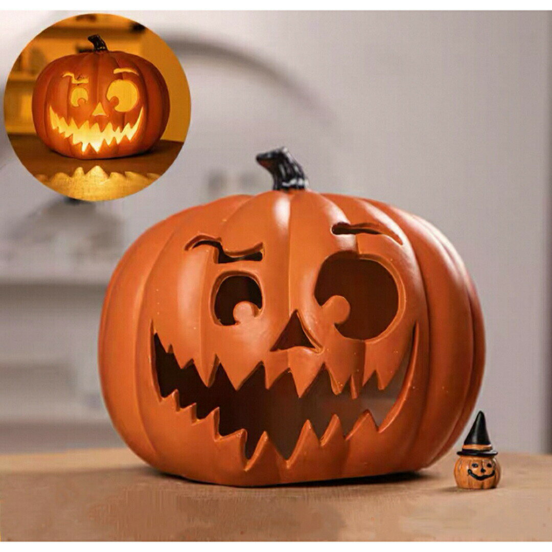 商品説明こちらは、ちょっといたずらっぽい表情が魅力的なハロウィンパンプキンランタン（Bデザイン）です。ライトを入れると、鋭い歯とユニークな目元から温かい光が漏れ、ミステリアスな雰囲気を演出します。?サイズ：高さ約24cm?×?幅約20cm?...