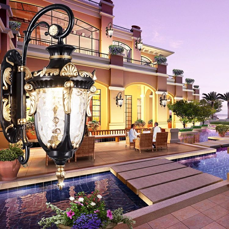 サイズ：H43cm*W16cm*D23cm素材：アルミ ガラス電球付属：電球1個　E26口金主な仕様： 防雨型 エクステリアライト 屋外照明 外灯 門柱灯 庭園灯 玄関灯 廊下取付方法： 電源直結タイプです、裏側に電線の結線がございます,取...