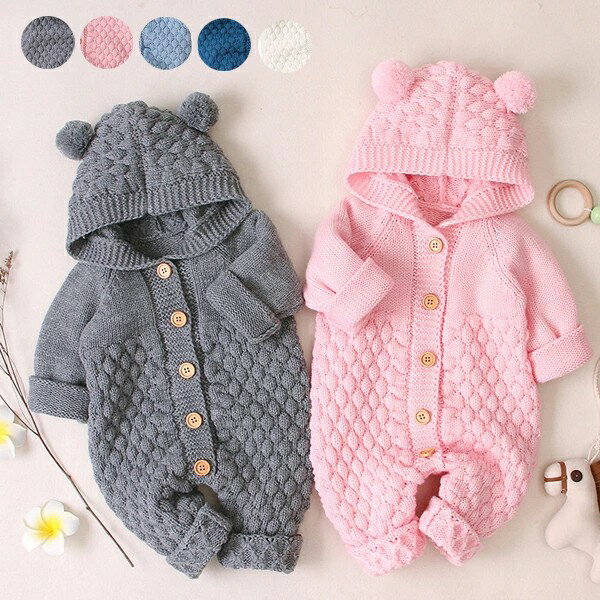 商品：ベビーロンパース素材：アクリルカラー：ピンク、ブルー、ダークブルー、グレー、ベージュ生産国：中国セット内容：ロンパースのみ（※他は商品に含まれません）サイズ：66cm 73cm　80cm 90cm※実寸は平置きサイズです。2-3CMの...