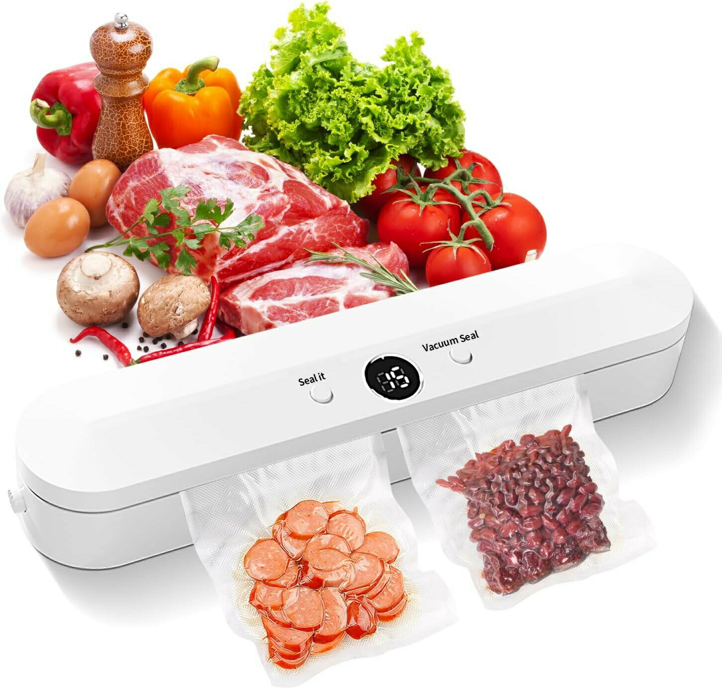 商品情報【商品名】真空パック機【】【商品詳細】真空パック機シーラー60KPA真空保存28cmの密封長さ冷蔵冷凍真空シーラー汁物対応真空パック器家庭用酸化防止切り置き乾湿両用鮮度長持ち真空脱気小型軽量業務用加工食品保存低温調理脱気シーラー高耐...