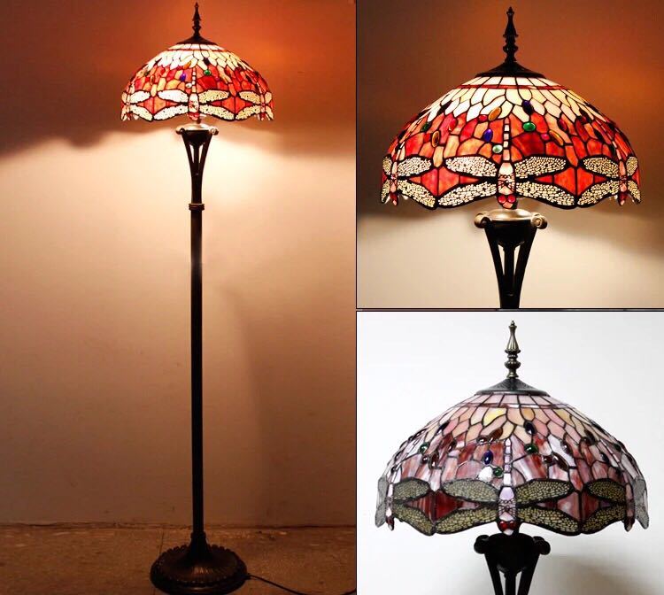 美しいガラスはどこから見ても華やかで美しい。繊細な造りの素敵なステンドランプ消灯時も素敵なインテリアになりますねサイズ ：幅約40x高さ約172cmワット数 ：60w x 2(口金 E26）素材：ガラス、樹脂、合金、鉄★在庫は日々変動してお...