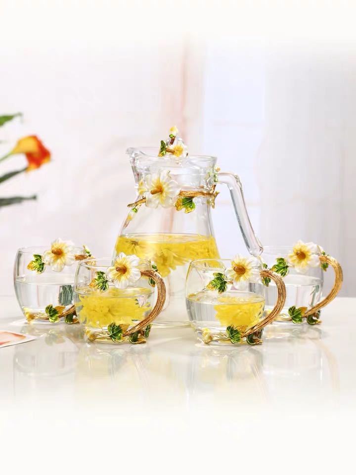 ティーポットx1点 (1300ml)カップx4点 (320ml)スプーンx4点状態：新品素材:ガラス購入後のキャンセルは、ご遠慮ください。検品のため開封してある場合があります。複数ご注文の場合やお急ぎの場合は必ず事前に納期のお質問をお願いい...