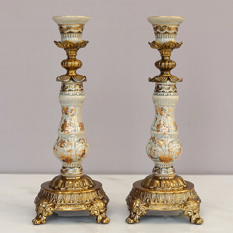 CS21キャンドルスタンド ．キャンドルホルダー ．キャンドル立て ろうそく立て ろうそくスタンド 蝋燭アンティーク インテリアキャンドルホルダーA/CS211セットニ点幅12x高さ32.5 （*） 材質：陶器、金属*ロウソク付きません* ...