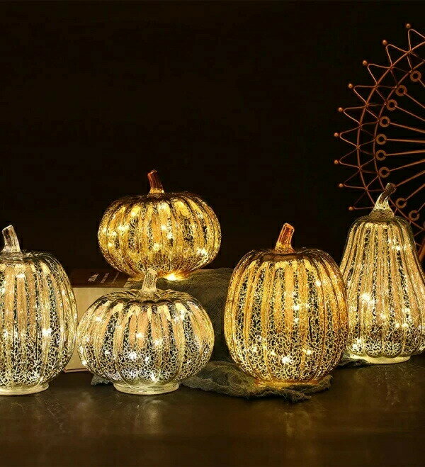 よく磨かれた電気鍍金、ハロウィンのための最も人気のある装飾のうちの1つ）で、カボチャ形を形作ります。 (電池は付属しておりません） 古典的なカボチャは収穫の代表でなければなりません、したがって、このカボチャランタンは完全なハロウィンまたは落...