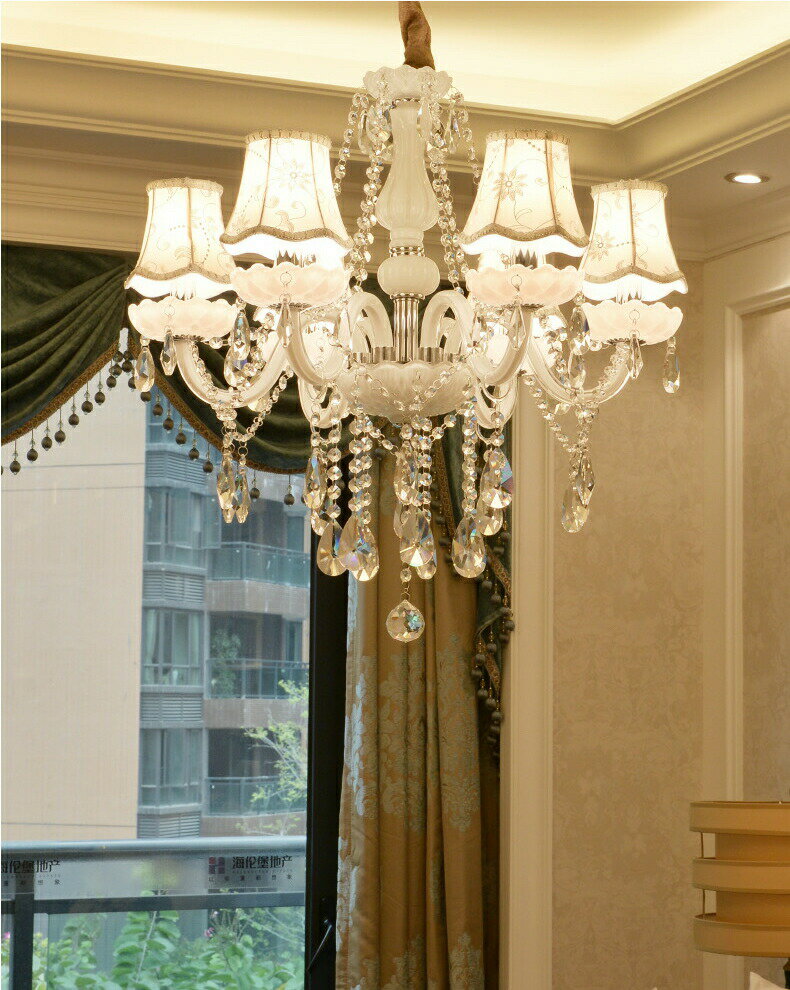 水晶ペンダントライト．洋風照明　シャンデリア　北欧デザイン 高級天井照明 6灯天井照明個口数：1 （〜40Wまで対応）E14 白熱球、電球型蛍光灯、電球使用可能使用電球：6個（※電球は付属しておりません）商品外寸：幅60x 高さ60(cm)...