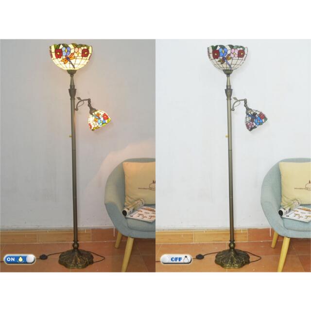 商品説明美しいガラスはどこから見ても華やかで美しい。繊細な造りの素敵なステンドランプ消灯時も素敵なインテリアになりますねサイズ?：幅約30x高さ約170cmワット数?：40w?x?2(口金?E26）素材：ガラス、樹脂、合金、鉄☆☆★★★★★...