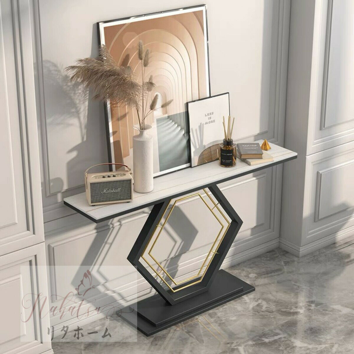 高級人造大理石サイドテーブル コンソールテーブル ．玄関テーブル 花台 電話台 アンコンソールテーブル本体寸法：幅100 x 奥行30 ×高さ80 cm商品状態：新品カラー：写真通り材質：人造大理石丶ラッカー塗装 丶合金、他お客様のご覧にな...