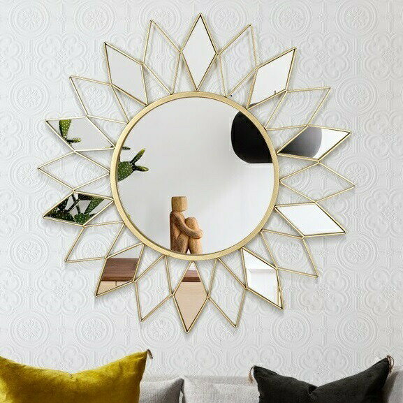 壁掛け鏡 部屋飾り 壁掛け 壁掛けミラー ウォールミラー 高級豪華鏡 鉄工芸品壁掛け鏡A/サイズ(cm) ： 幅91 x 高さ91 (cm）材質 ： ミラー、鉄、合金、他お客様のご覧になっているモニター等により多少色が異なる場合がございます...