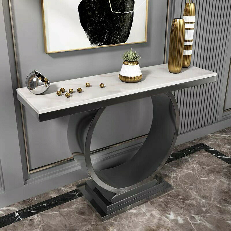 ステンレス鋼製高級サイドテーブル ．コンソールテーブル 玄関テーブル 花台 電話台 アンティーク調デザイン 幅100cmコンソールテーブル【商品仕様】本体寸法：幅100 ×奥行40×高さ85（cm)商品状態：新品カラー：写真通り材質：合金、...