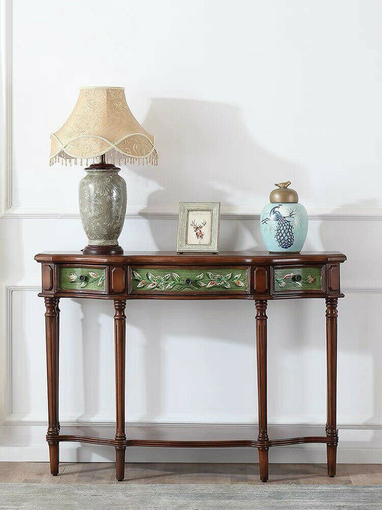 高級サイドテーブル コンソールテーブル ．玄関テーブル 花台 電話台 アンティーク調デザイン 幅122cmコンソールテーブル【商品仕様】本体寸法：幅122 × 奥行33 × 高さ88（cm)商品状態：新品カラー：写真通り材質：天然木、中質繊...