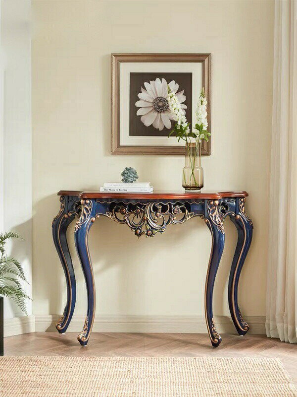 高級サイドテーブル コンソールテーブル ．玄関テーブル 花台 電話台 アンティーク調デザイン 幅110cmコンソールテーブル【商品仕様】本体寸法：幅110 × 奥行40 × 高さ84(cm)商品状態：新品カラー：写真通り材質：天然木、中質繊...