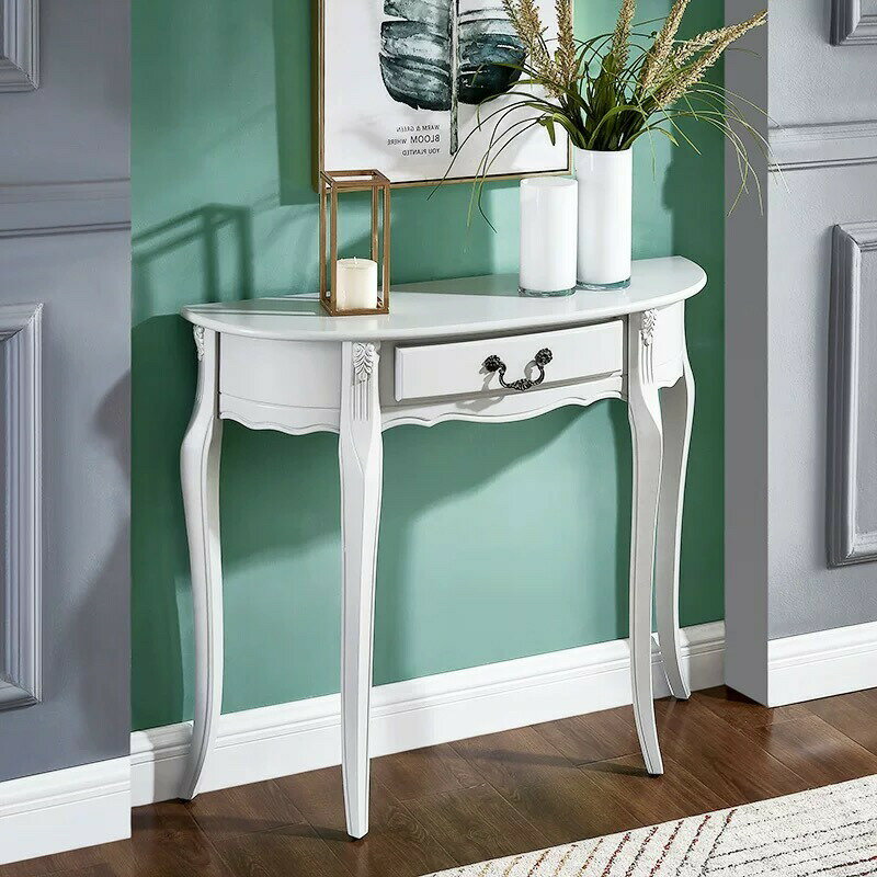 サイドテーブル コンソールテーブル 玄関テーブル 花台 電話台 アンティーク調デザイン 半円コンソールテーブル半円コンソールテーブル【商品仕様】本体寸法：幅80 × 奥行き30 ×，高さ85cm商品状態：新品カラー：写真通り材質：天然木、中...