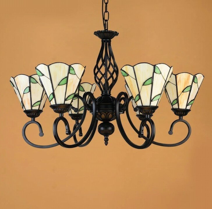 【商品仕様】■個口数：1 （〜60Wまで対応）■E12白熱球、電球型蛍光灯、LED電球使用可能■使用電球：6個（※電球は付属しておりません）本体サイズ：横約63 x 高さ約50 (cm）部品材質：ガラス、金属、合金、樹脂、陶器★サイズの誤差...