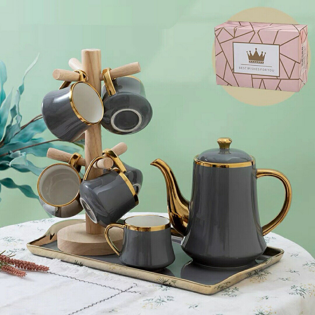 商品説明材質:陶器セット内容:カップx6点（250ml)ティーポットx1点(1200ml)スプーンx6点トレーx1点カップランクx1点☆☆★★★★★★★★★★★★★☆☆◆お客様のご覧になっているモニター等により多少色が異なる場合がございます...