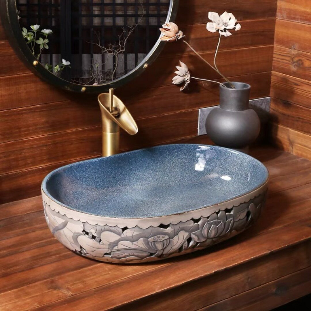 商品説明状態：新品未使用サイズ（cm）：幅：58奥行き：42高さ：14素材：陶器「洗面ボウルセット」洗面ボウルと混合水栓と排水金具この3つの商品を含めた洗面ボウルセットです。取付について：取付工事はお近くの工務店様にご相談してください◆お客...