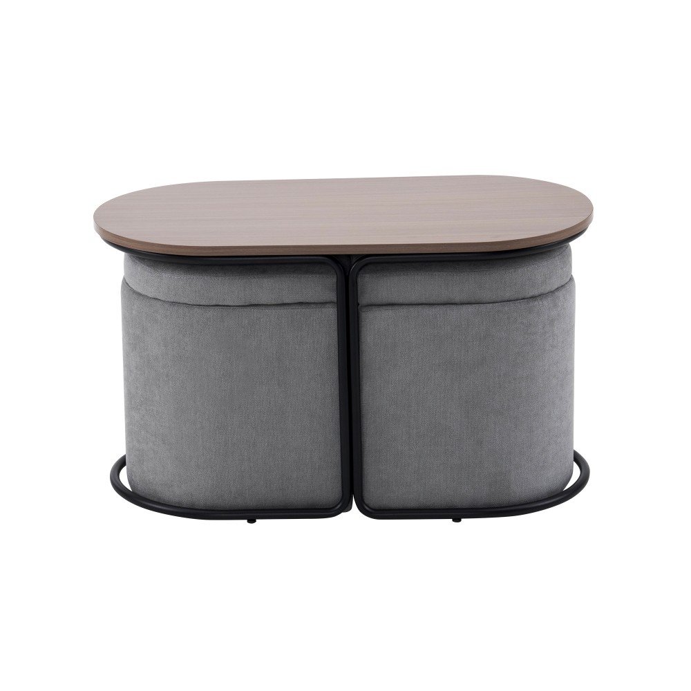 テーブル センターテーブル 完成品 スツール2個付き 収納付き サイドテーブル 北欧風 ソファテーブル リビングテーブル ローテーブル モダン 組立不要【ブラウン】Product Featurespoint01 【1台3役！センターテーブル...