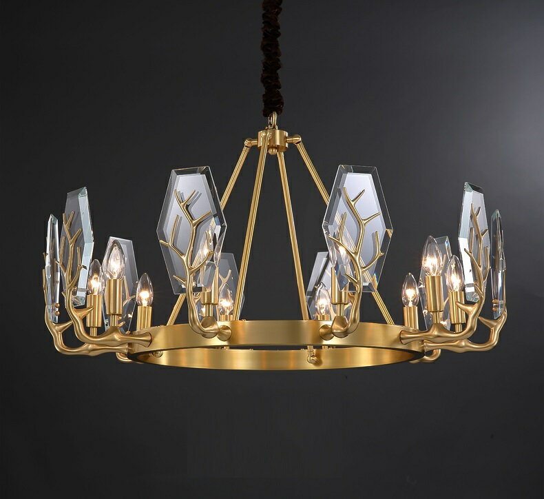 L13-6-10銅.水晶ガラス.ペンダントライト．洋風照明　シャンデリア　北欧デザイン シーリングライト不可 天井照明 10灯ペンダントライトA/L13-6-10■個口数：1 （〜60Wまで対応）■E14白熱球、電球型蛍光灯、LED電球使用...